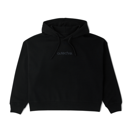 Autechre - Autechre Embroidered Cropped Hoodie - Black. Bleep.